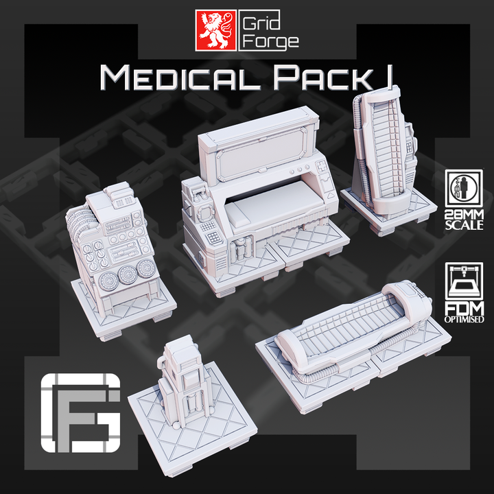 3D Printable GridForge - Medical Pack I by 2nd Dynasty